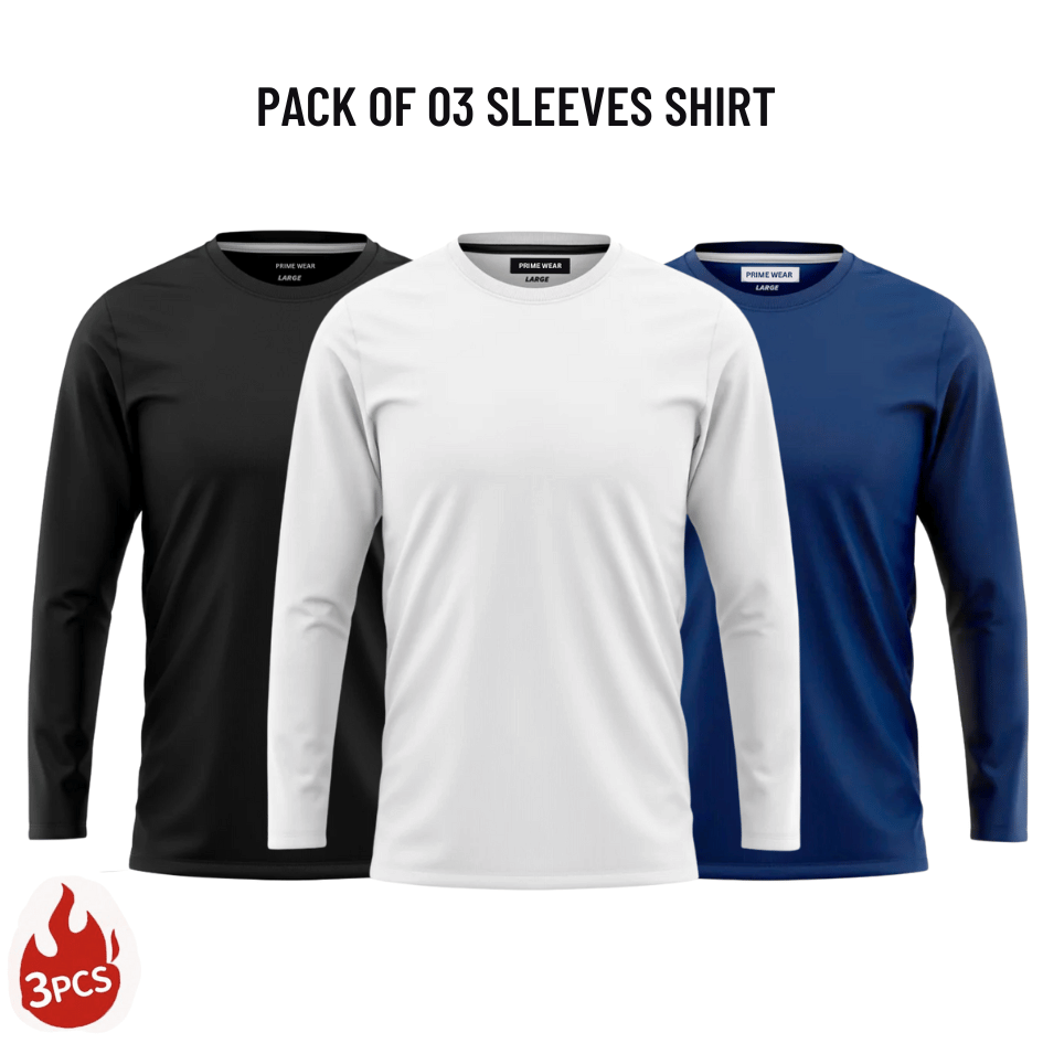 Pack Of 3 - Full Sleeves T-Shirts For Men & Women – Prime Wear